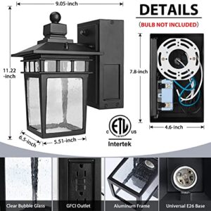 Dusk to Dawn Outdoor Lights Exterior Porch Lights with GFCI Outlet Sensor Outdoor Wall Light Fixture Wall Mount,Anti-rust Wall Lantern,Waterproof Wall Sconce,Outside Lights for House,Bulb not Included