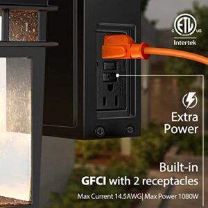 Dusk to Dawn Outdoor Lights Exterior Porch Lights with GFCI Outlet Sensor Outdoor Wall Light Fixture Wall Mount,Anti-rust Wall Lantern,Waterproof Wall Sconce,Outside Lights for House,Bulb not Included