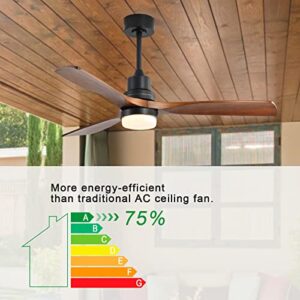 CACI Mall 52" Ceiling Fan with Light, Remote Control, Indoor Flush Mount Wood Modern Ceiling Fan for Bedroom, Dining Room, Patio, Living room, Farmhouse, Office