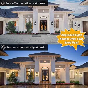 2-Pack Dusk to Dawn Sensor Outdoor Wall Lanterns Wall Lights, Exterior Photocell Porch Light Fixture Wall Mount Lamp, Waterproof Anti-Rust Outside Black Wall Sconce for House Garage, Seeded Glass