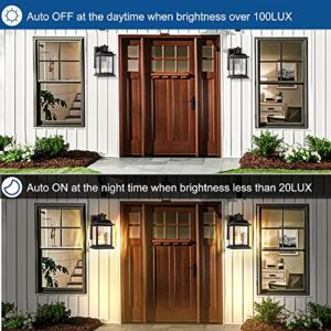 Dusk to Dawn Outdoor Porch Lights with 2 GFCI Outlets, Waterproof Wall Lights Mount for House, Aluminum Anti-Rust Exterior Light Fixture, Wall Sconce, Wall Lamp, Wall Lantern for Balcony, Garage