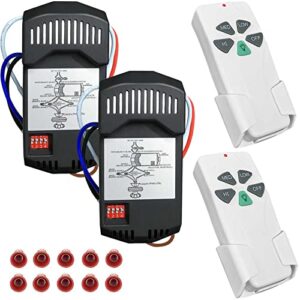 2 pack universal ceiling fan remote control kits with light dimmer 3 speed fan controller receiver lamp dim remote replacement for hampton bay/hunter/harbor breeze/westinghouse/honeywell & more