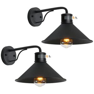 victogate 2 pack motion sensor outdoor barn lights, 10″ industrial exterior wall light fixtures waterproof matt black outdoor motion sensor light for porch garage patio house, bulb not included