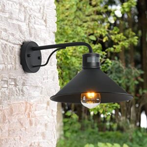 VICTOGATE 2 Pack Motion Sensor Outdoor Barn Lights, 10" Industrial Exterior Wall Light Fixtures Waterproof Matt Black Outdoor Motion Sensor Light for Porch Garage Patio House, Bulb Not Included