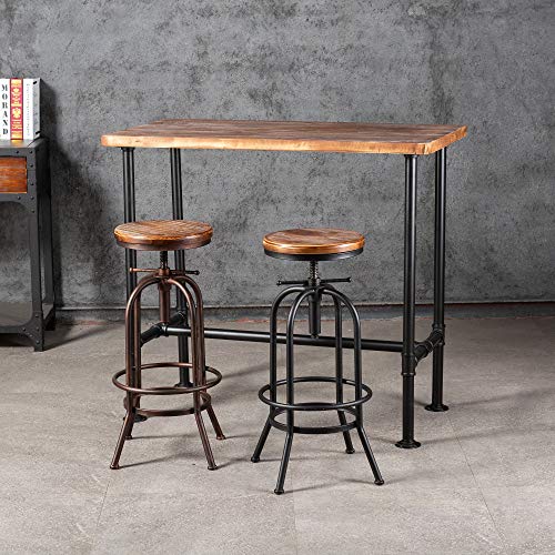 Diwhy DIY Industrial Design Pipe Dining Table Casual Pub BAR Laptop Table Modern Studio Wood and Metal Rectangular Dining Table homeoffice Desk Breakfast high bar Table (41.3H)