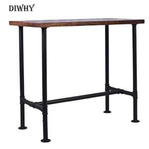 Diwhy DIY Industrial Design Pipe Dining Table Casual Pub BAR Laptop Table Modern Studio Wood and Metal Rectangular Dining Table homeoffice Desk Breakfast high bar Table (41.3H)