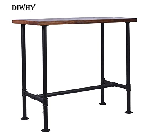 Diwhy DIY Industrial Design Pipe Dining Table Casual Pub BAR Laptop Table Modern Studio Wood and Metal Rectangular Dining Table homeoffice Desk Breakfast high bar Table (41.3H)