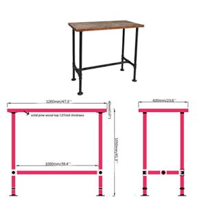 Diwhy DIY Industrial Design Pipe Dining Table Casual Pub BAR Laptop Table Modern Studio Wood and Metal Rectangular Dining Table homeoffice Desk Breakfast high bar Table (41.3H)