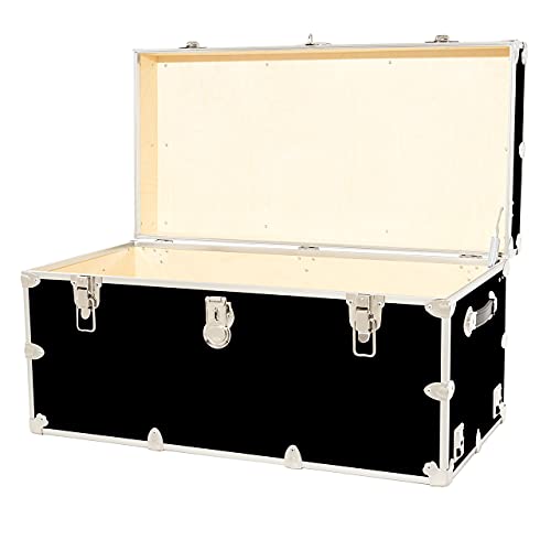 Rhino Trunk & Case XXL Armor Trunk with Removable Wheels, College, Home & Office Storage 36"x18"x18" (Black)