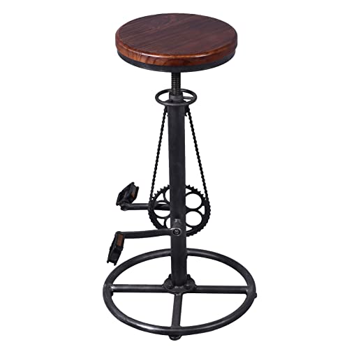 Set of 2 Industrial Bar Stool-Swivel Vintage Coffee Kitchen Dining Island Chair-Bike Pedal Footrest-Extra Tall Pub Height Adjustable 29-37"