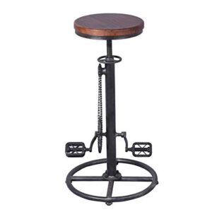 Set of 2 Industrial Bar Stool-Swivel Vintage Coffee Kitchen Dining Island Chair-Bike Pedal Footrest-Extra Tall Pub Height Adjustable 29-37"