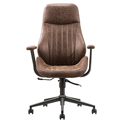 ovios Home Office Desk Chairs Ergonomic Office Chair Computer Desk Chair High Back Suede Fabric Desk Chair for Executive or Home Office (Dark Brown)