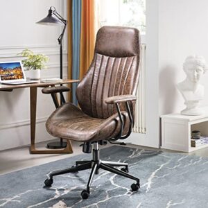 ovios Home Office Desk Chairs Ergonomic Office Chair Computer Desk Chair High Back Suede Fabric Desk Chair for Executive or Home Office (Dark Brown)