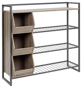 signature design by ashley maccanet shoe rack with storage cubbies, brown