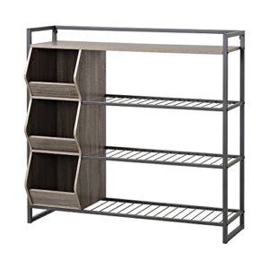 Signature Design by Ashley Maccanet Shoe Rack with Storage Cubbies, Brown