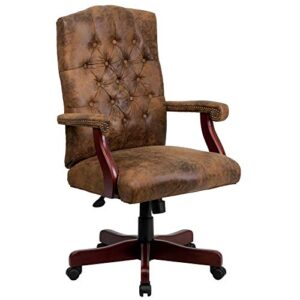 flash furniture bomber brown classic executive swivel office chair with arms