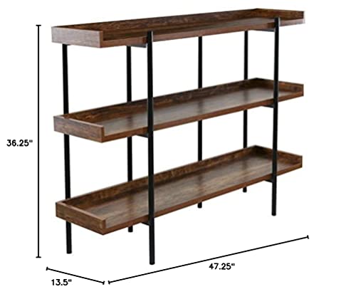 OneSpace Modern Wood and Steel 3-Shelf Display, Cherry