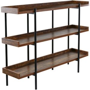 onespace modern wood and steel 3-shelf display, cherry