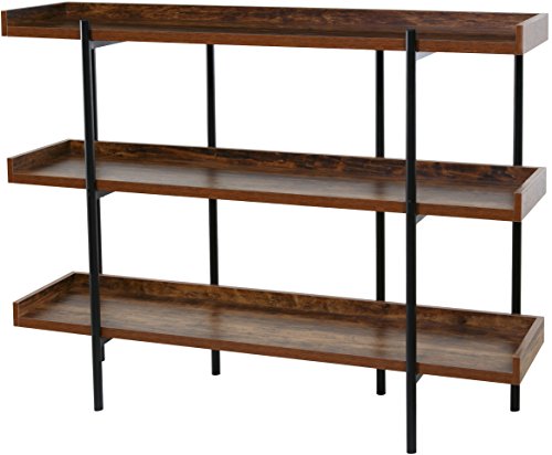 OneSpace Modern Wood and Steel 3-Shelf Display, Cherry