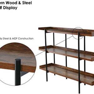 OneSpace Modern Wood and Steel 3-Shelf Display, Cherry