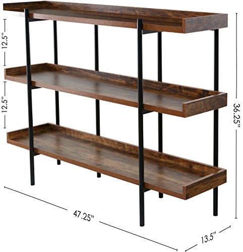 OneSpace Modern Wood and Steel 3-Shelf Display, Cherry