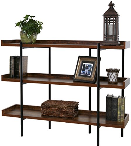 OneSpace Modern Wood and Steel 3-Shelf Display, Cherry