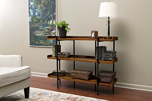 OneSpace Modern Wood and Steel 3-Shelf Display, Cherry