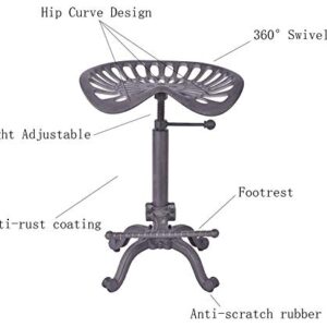 Diwhy Rustic Industrial Farmhouse Tractor Seat Counter Height Adjustable Bar Stool Cast Iron Swivel Stool Industrial bar Chair (Rust, Cast Iron)