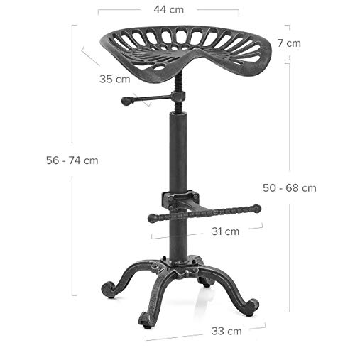 Diwhy Rustic Industrial Farmhouse Tractor Seat Counter Height Adjustable Bar Stool Cast Iron Swivel Stool Industrial bar Chair (Rust, Cast Iron)