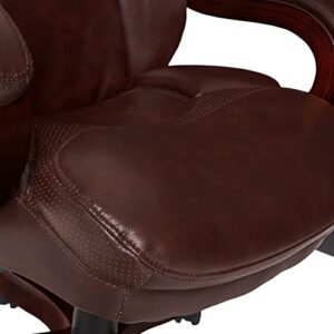 Serta Big and Tall Executive Office Chair with Wood Accents Adjustable High Back Ergonomic Lumbar Support, Bonded Leather, 30.5D x 27.25W x 47H in, Chestnut Brown