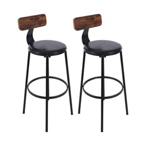 alapur rustic bar stools set of 2 with back and footrest,industrial counter height bar stools for dining room kitchen farmhouse,black(20.5″ d x 20.5″ w x 39.4″ h)