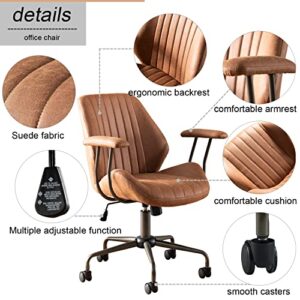 ovios Home Office Desk Chairs Ergonomic Office Chair Modern Computer Desk Chair Suede Fabric Desk Chair for Executive Home Office (Light Brown)