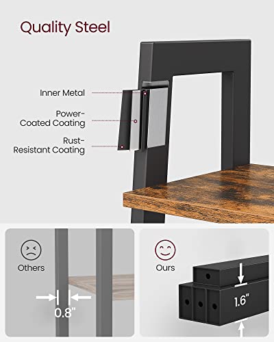 VASAGLE Ladder Shelf, 4-Tier Bookshelf, Storage Rack, Bookcase with Steel Frame, for Living Room, Home Office, Kitchen, Bedroom, Industrial Style, Rustic Brown and Black ULLS44X