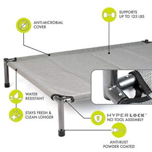 Hyper Pet's Raised Rest Deluxe Elevated Dog Bed (Outdoor Dog Bed-Great Raised Dog Bed, Small Dog Bed- Medium Dog Bed) [Value Pack 1 Frame-2 Covers Gray/Teal] 30"x20'x6.99"