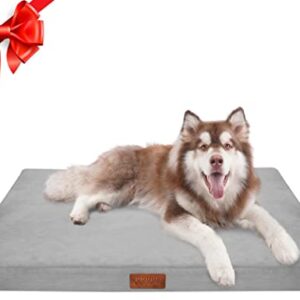 suddus Orthopedic Dog Bed for Large Dogs, Non-Slip Pet Bed with Waterproof Lining, Memory Foam Dog Bed for Crate Big Dog Bed with Removable Washable Cover (Grey, XL)