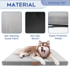 suddus Orthopedic Dog Bed for Large Dogs, Non-Slip Pet Bed with Waterproof Lining, Memory Foam Dog Bed for Crate Big Dog Bed with Removable Washable Cover (Grey, XL)