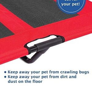 Internet's Best Dog Cot - 48 x 36 - Elevated Dog Bed - Cool Breathable Mesh - Indoor or Outdoor Use - Large - Red