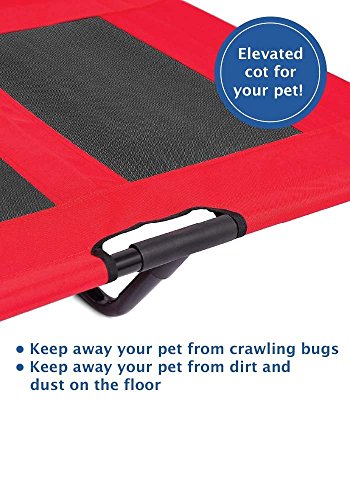 Internet's Best Dog Cot - 48 x 36 - Elevated Dog Bed - Cool Breathable Mesh - Indoor or Outdoor Use - Large - Red