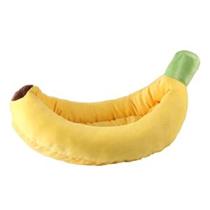 dog bed, medium & little dogs dog cushion dog sofa cat cot creative banana fluffy dog bed (size : large)