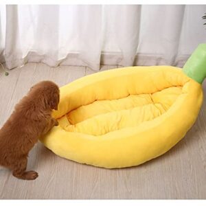 Dog Bed, Medium & Little Dogs Dog Cushion Dog Sofa Cat Cot Creative Banana Fluffy Dog Bed (Size : Large)