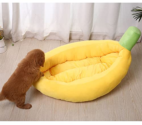 Dog Bed, Medium & Little Dogs Dog Cushion Dog Sofa Cat Cot Creative Banana Fluffy Dog Bed (Size : Large)