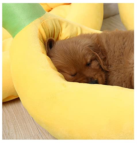 Dog Bed, Medium & Little Dogs Dog Cushion Dog Sofa Cat Cot Creative Banana Fluffy Dog Bed (Size : Large)