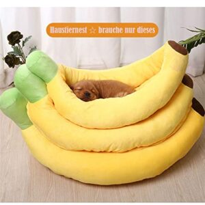 Dog Bed, Medium & Little Dogs Dog Cushion Dog Sofa Cat Cot Creative Banana Fluffy Dog Bed (Size : Large)