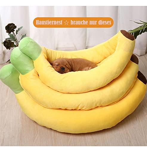 Dog Bed, Medium & Little Dogs Dog Cushion Dog Sofa Cat Cot Creative Banana Fluffy Dog Bed (Size : Large)