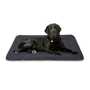 hero dog large dog bed crate pad mat cute paw pet beds for dogs, 42-inch washable dog sleeping mattress with anti slip bottom, dark grey l