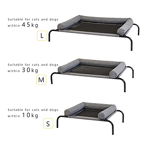 objoy Original Elevated Dog Bed Protable Raised Pet Cots with Soft Side for Large Medium Small Dogs, Sturdy Frame& Breathable Mesh for Indoor Outdoor Use(S)