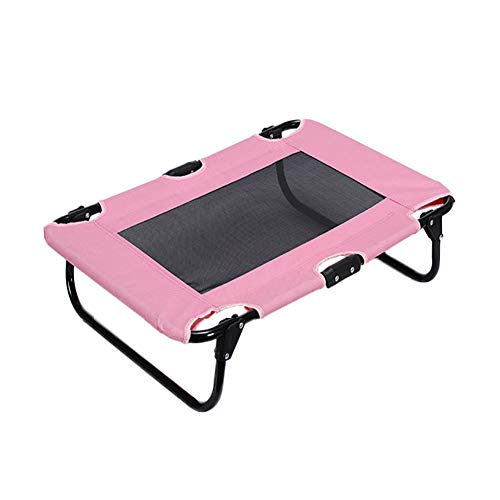 WeeH Elevated Dog Bed Small Medium Pet Cot Folding Portable Cat Dogs Beds with Mesh Cool for Summer Camping Beach Travel (32 Inch) Pink