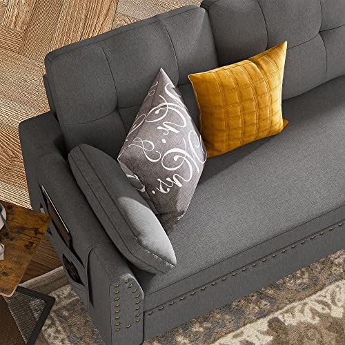 HONBAY Reversible Sectional Sofa L-Shape Sofa Convertible Couch 4-Seater Sofas Sectional for Apartment Dark Grey