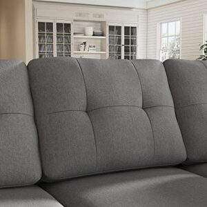 HONBAY Reversible Sectional Sofa L-Shape Sofa Convertible Couch 4-Seater Sofas Sectional for Apartment Dark Grey