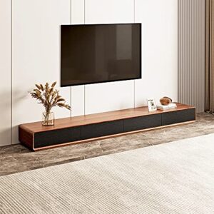 POVISON Modern TV Stand, Media Console with 4 Drawers, Soild Wood Entertainment Center for Up to 75 Inch TV, Fully-Assembled, Black & Walnut Veneer, 78.74"